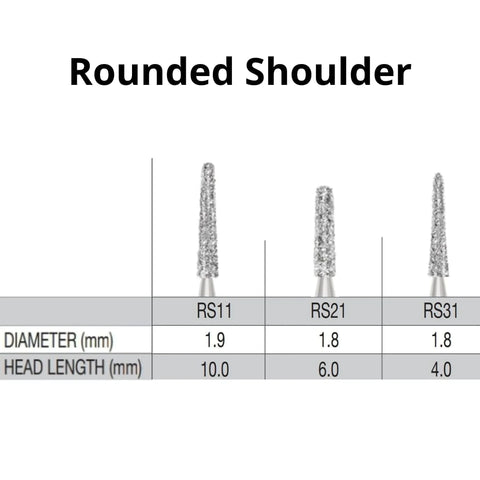 SS White G2 Diamond Burs - RS Series - Round Shoulder Shaped by Dental ...
